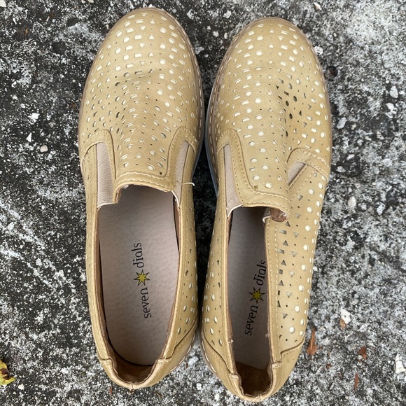 Seven Dials | Shoes | Seven Dials Perforated Tan Platforms | Poshmark